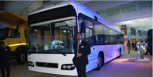 Auto Expo 2012 - Volvo Buses showcases Volvo 7700 Hybrid bus - Overdrive